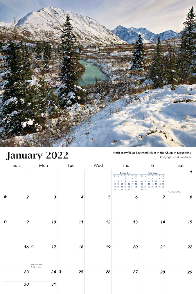 2022 Alaska Calendar | Scenic 9x12 Wall Hanging Alaska Calendar - The ...